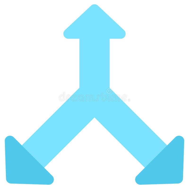 Three Direction Arrow, Pathway Isolated Vector Icon Which Can Be Easily ...
