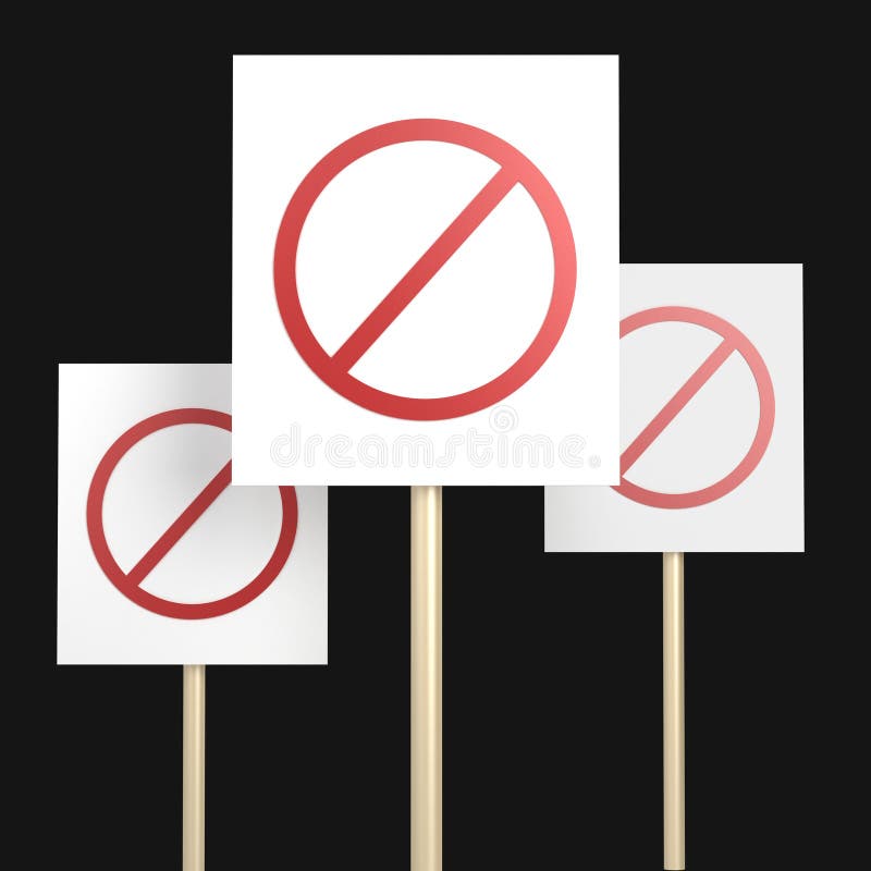 Three Signs with Prohibition Signs Stock Illustration - Illustration of ...