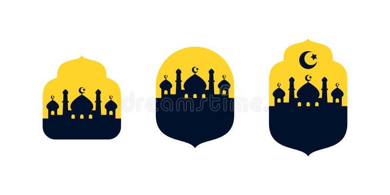 Three Silhouette of a Mosque for Greeting Card Ramadan Event. Islamic ...