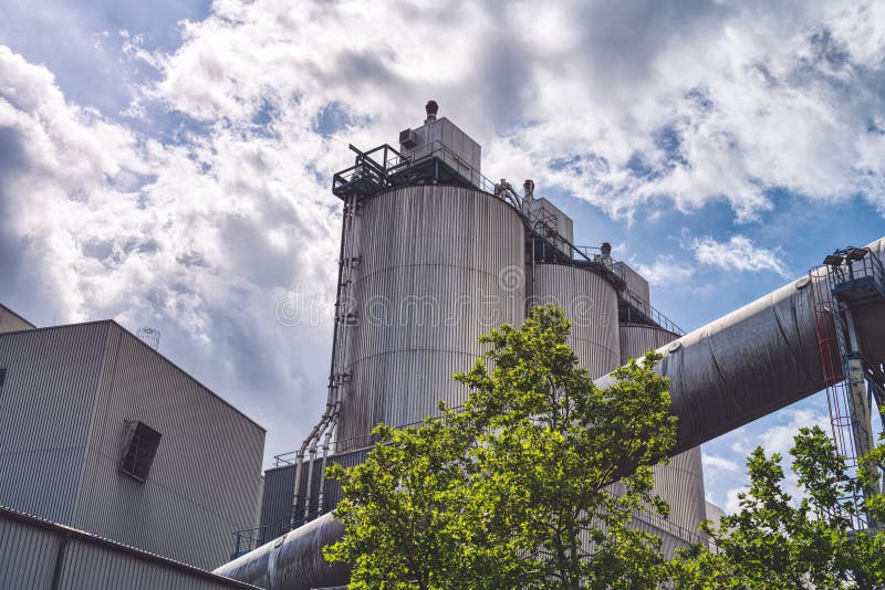 Three Silos and Bench in Rural Setting Stock Image - Image of ...