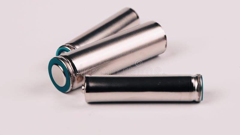 One Silver AA Batteries Isolated on White. Side View Stock Footage ...
