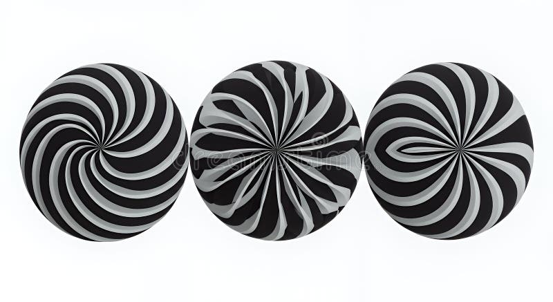 Three Silver and Black Swirling Circle Optical Illusions Stock Illustration - Illustration of ...