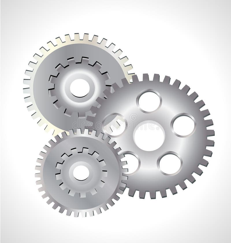 Three silver gear cog icon stock vector. Illustration of signs - 121458598