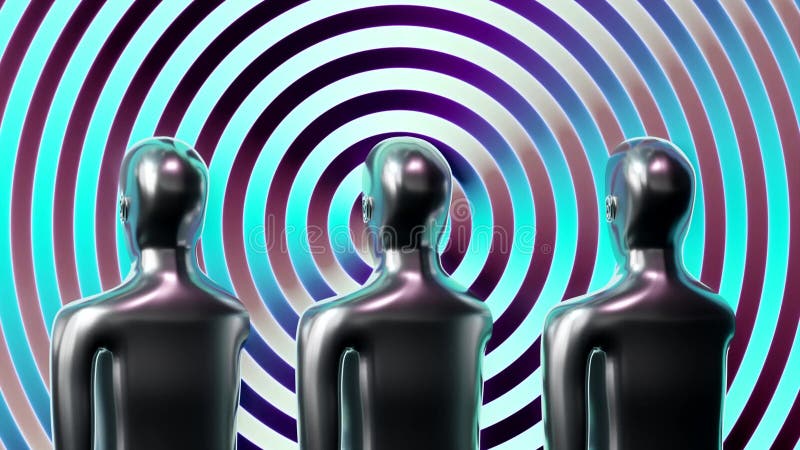 Three Silver Human Faces and Abstract Background with Ripples Stock ...