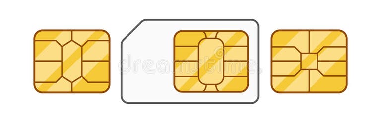 Three Sim Cards in Standard, Micro and Nano Sizes, Featuring Golden ...