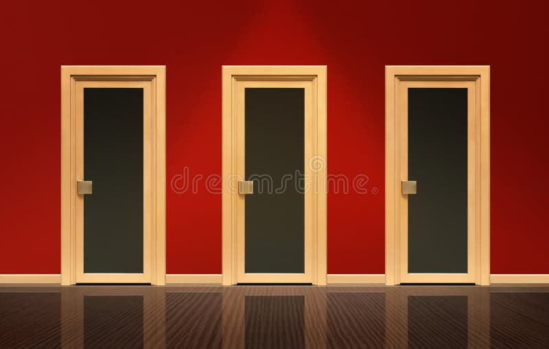 Three Similar Closed Doors. Concept of Choice Stock Image - Image of ...