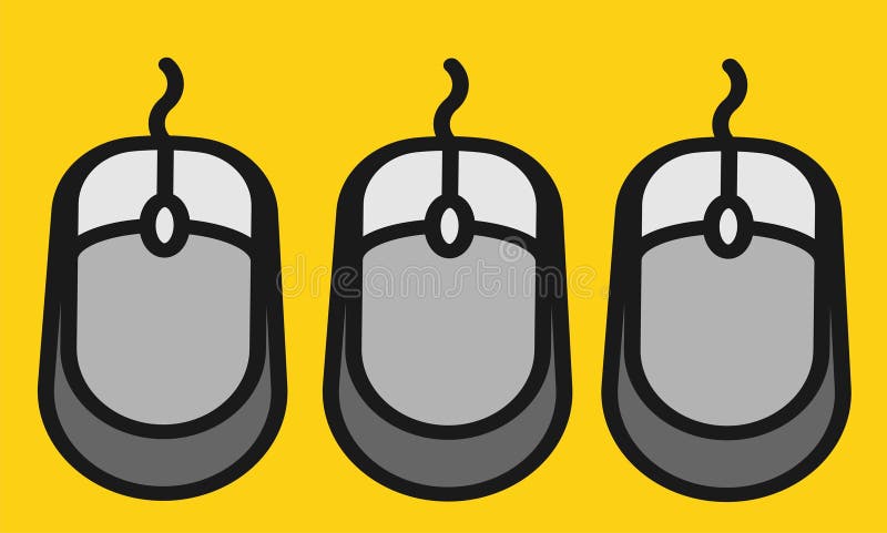 Three Similar Duplicate Computer Mice Peripheral Against a Yellow ...