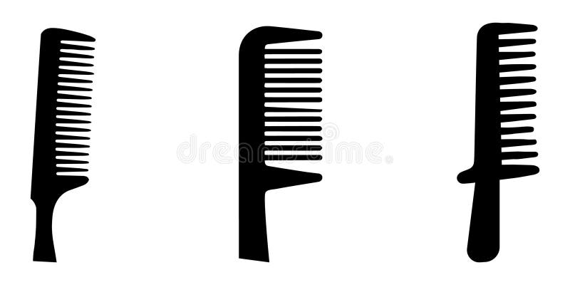 Three Simple Black Hair Combs on White Background Stock Vector ...