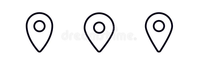 Three Simple Map Location Icons with Outlined Design for Navigation and ...