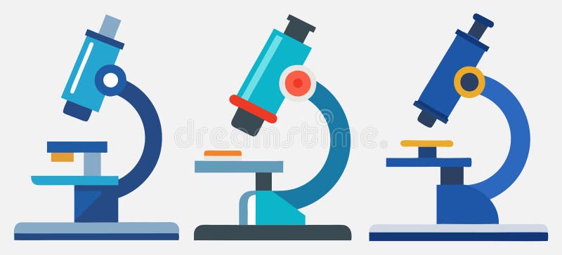 Three Simple Microscope Illustrations for Science Education or Research ...