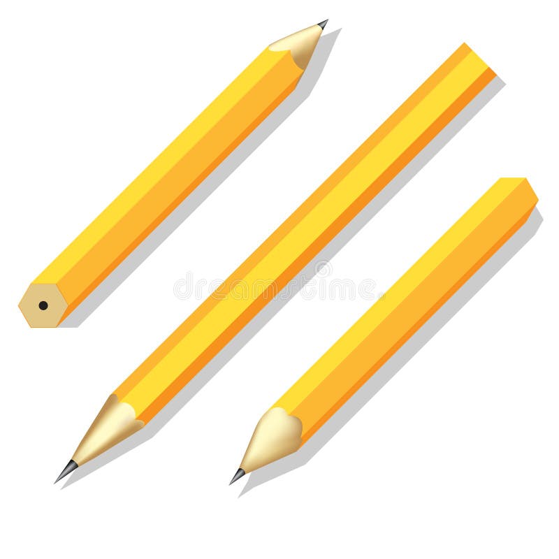 Three Simple Stationery Pencil in Different Angles. Stock Vector ...