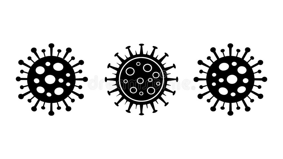 Three Simple Virus Icons on a White Background, Vector Illustration ...