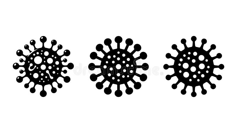Three Simple Virus Icons on a White Background, Vector Illustration ...