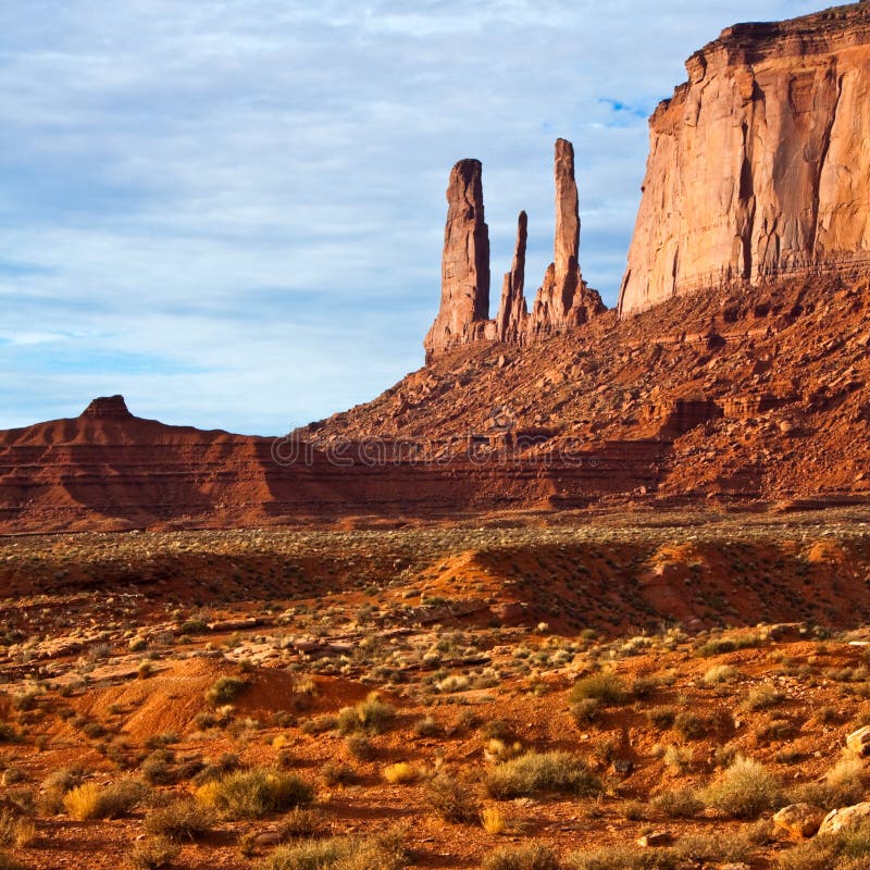 Three Sisters Butte Landscape Stock Photo - Image of beautiful, tree ...