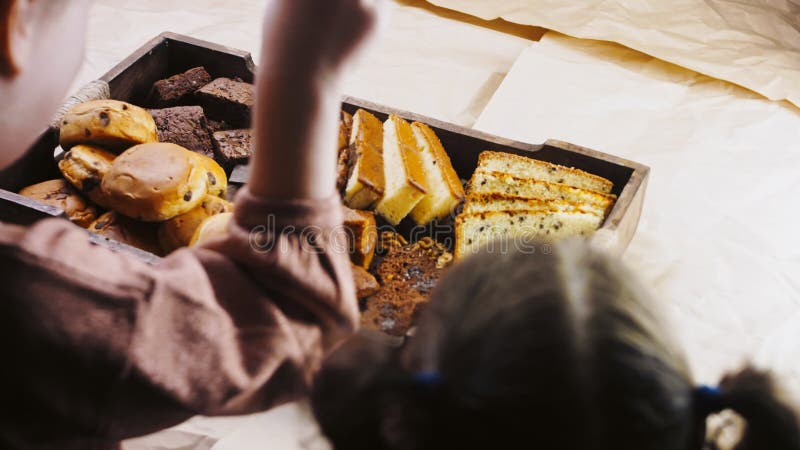 Three Sisters Eating Cakes and Enjoying Stock Footage - Video of ...