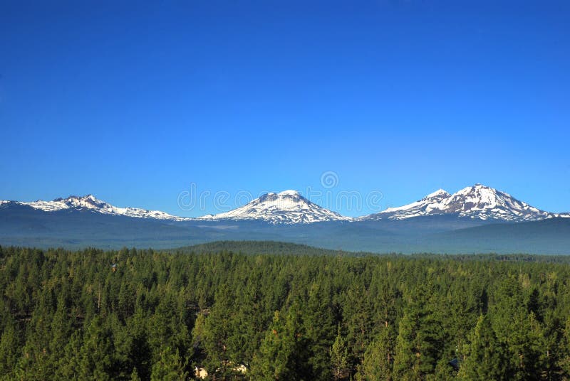 Three Sisters Mountains stock image. Image of view, treeline - 15182691