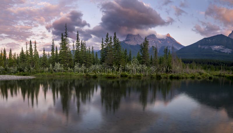 Three Sisters at sunset stock photo. Image of river, park - 95797614