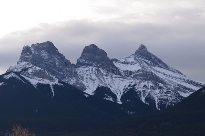 Three Sisters Mountain Range Stock Image - Image of sisters, snow: 15902819