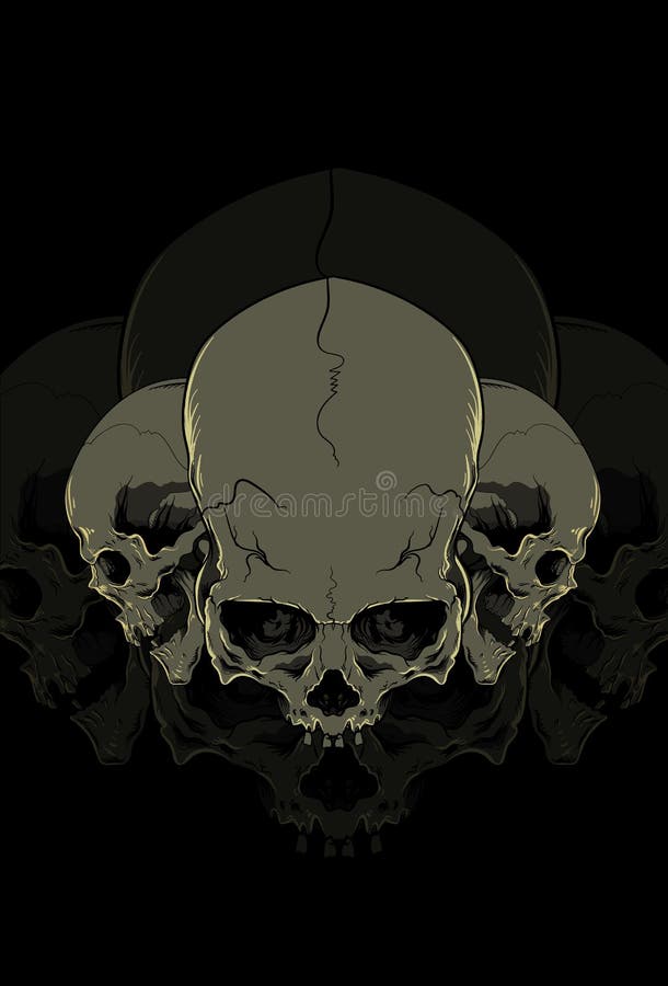 Three Skulls Vector Illustration Stock Vector - Illustration of ...