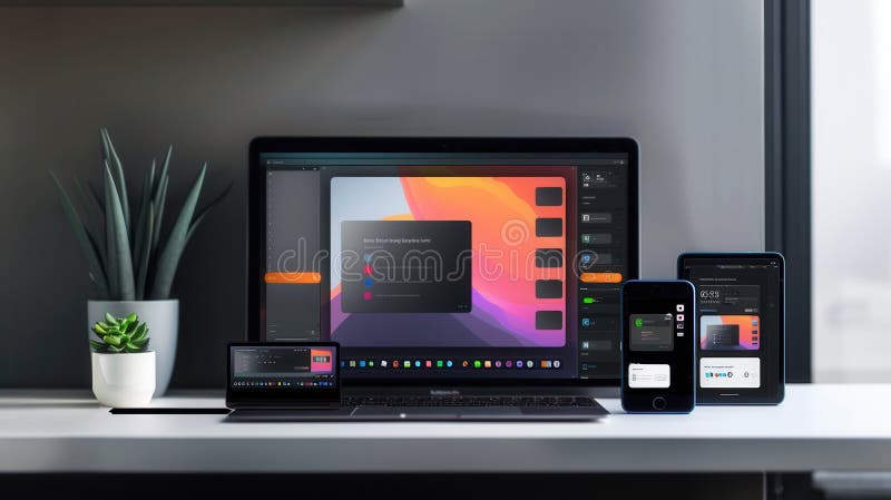 Three Sleek Devices, Including a Laptop and Two Tablets, Sit on a ...