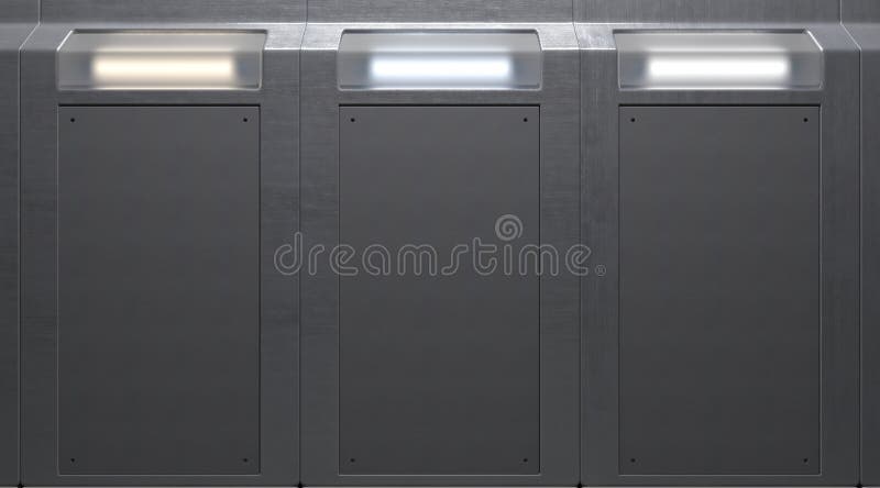 Three Sleek, Illuminated Metallic Panels with Copy Space As Background ...