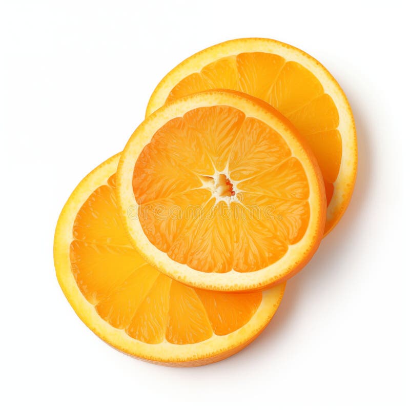 Three Slices of Fresh Orange Fruit on White Background Stock ...