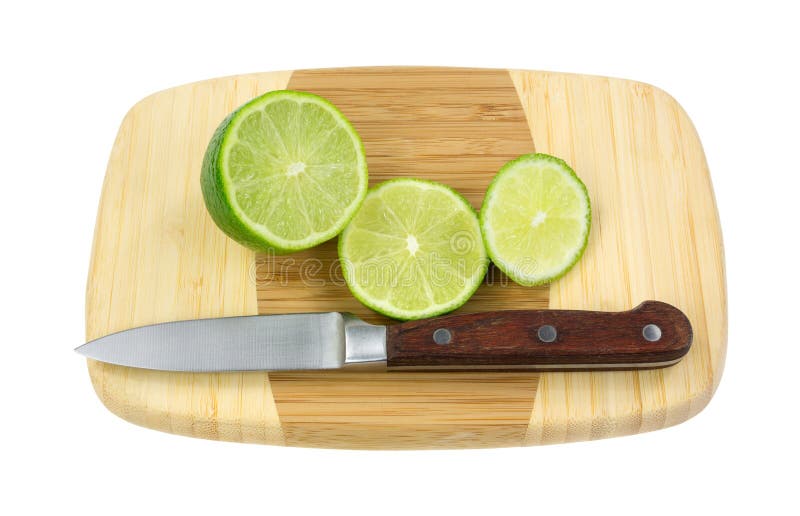 Three Slices of Tart Green Limes Knife Stock Image - Image of thin ...