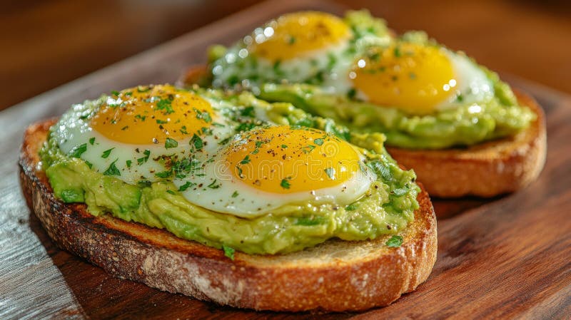 Three Slices of Toasted Bread Generously Spread with Creamy Avocado ...