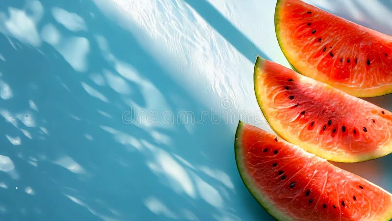 A Slice of Watermelon on a Blue Surface Stock Footage - Video of black ...