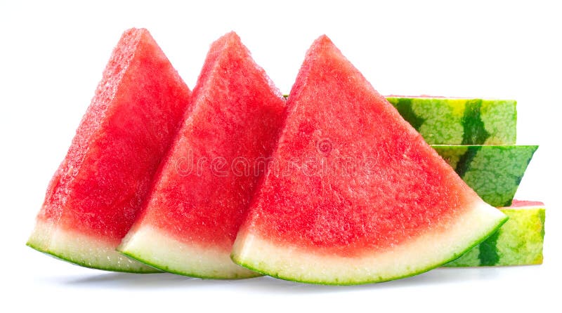 Three Slices of Watermelon without Watermelon Seeds Isolated on White ...