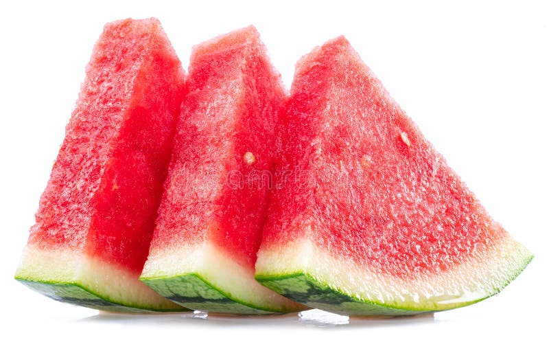 Three Slices of Watermelon without Watermelon Seeds Isolated on White ...