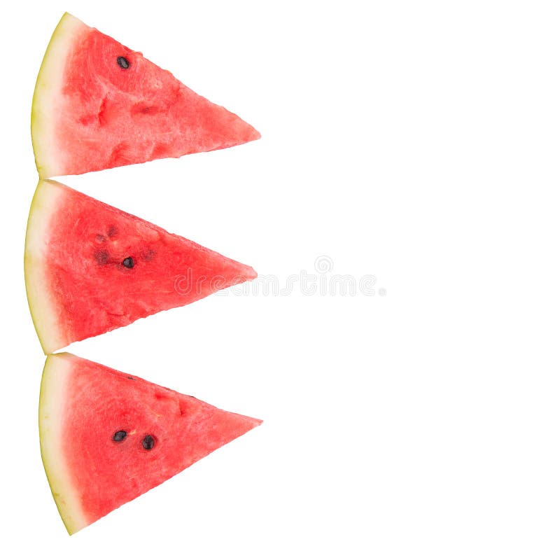 Three Slices of Watermelon, Top View Stock Image - Image of melon ...