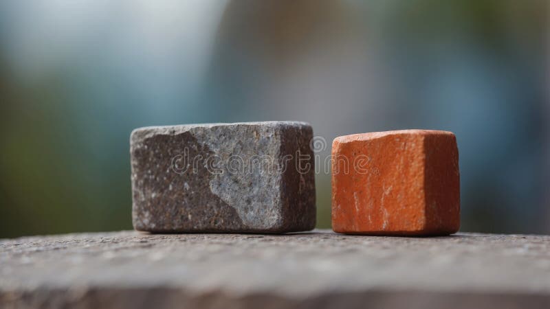 Three Small Blocks of Stone are Sitting on a Table. Stock Illustration ...