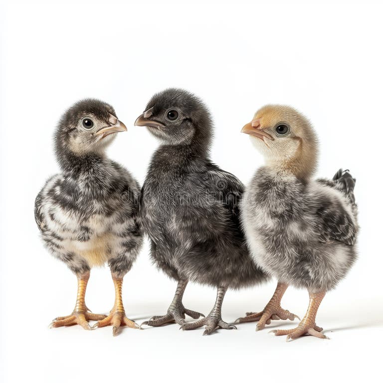 Three Adorable Fluffy Chicks Standing Together Stock Illustration ...