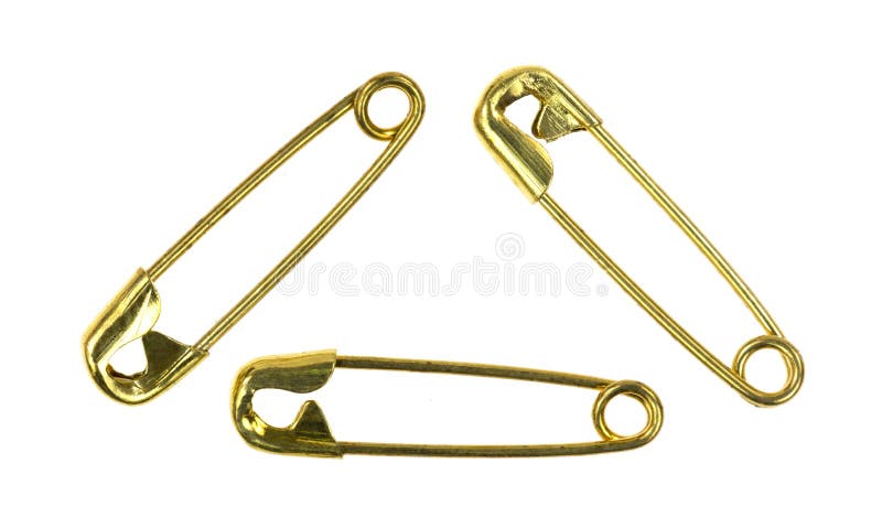 Three Small Gold Safety Pins Stock Image - Image of points, safety ...