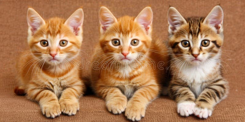 Trio of Tiny Felines in Harmony. Generative AI Stock Illustration ...