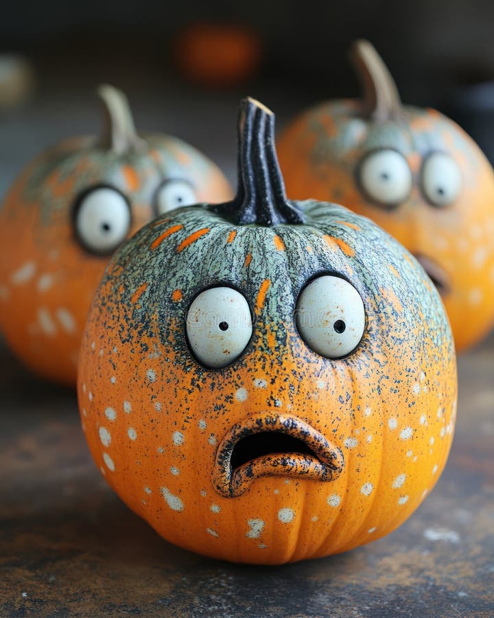 Surprised Halloween Pumpkins Stock Illustration - Illustration of ...