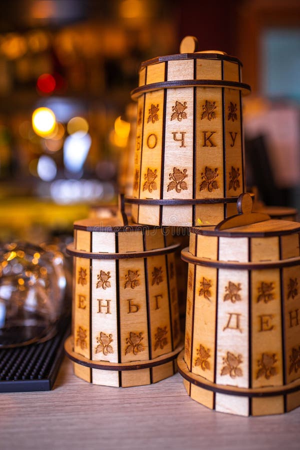 Three Small Wooden Decorative Barrels, Patterns on Wood Stock Image ...