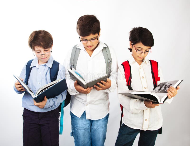 Three Smart Boys Read Books Stock Image - Image of knowledge, lifestyle ...