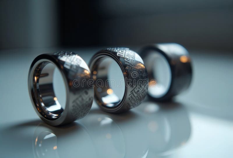 Silver Rings Line Up in Style, Generative Ai Stock Illustration ...