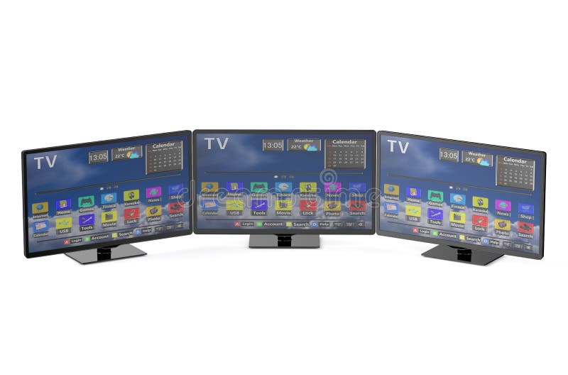 Three smart tv stock illustration. Illustration of flat - 53826452