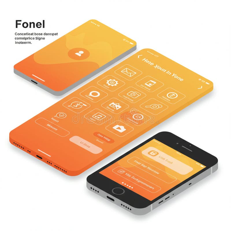 Three Smartphone Mockups are Displayed, Featuring an Orange Gradient ...