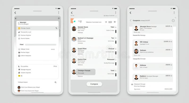 Three Smartphone Screens Display a Sleek, Minimalist User Interface for ...