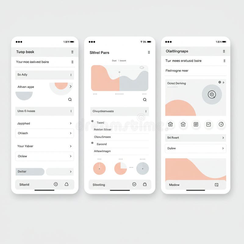 Minimalist User Interface Design Showcases Mobile App Screens and ...