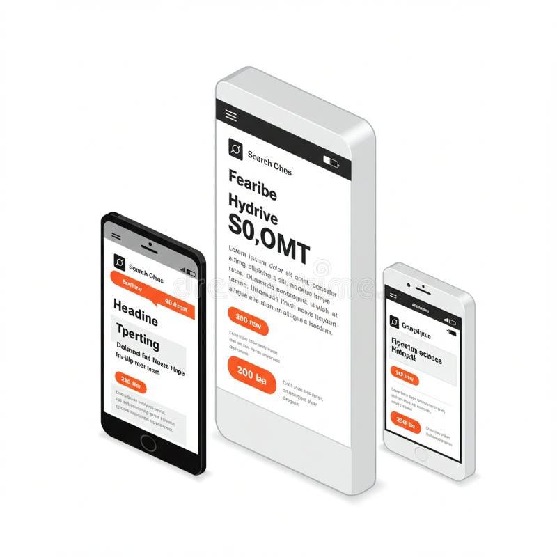 Three Smartphones Displaying a Mobile Website Interface are Shown. the ...