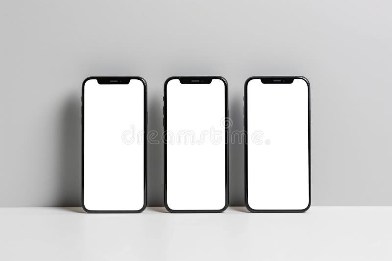 Three Smartphones in a Vertical Arrangement Stock Illustration ...