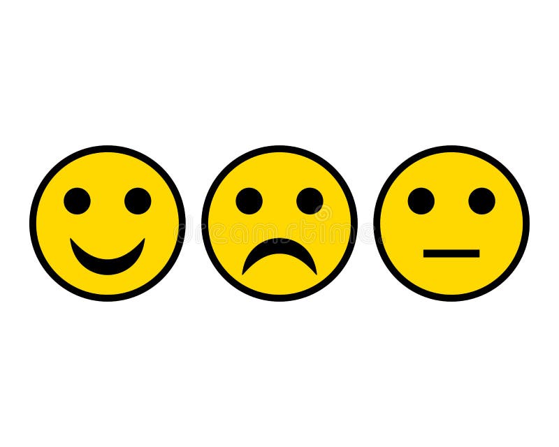 Set of Three Smileys of Emotions - Smiling, Neutral and Upset. Eyes and ...