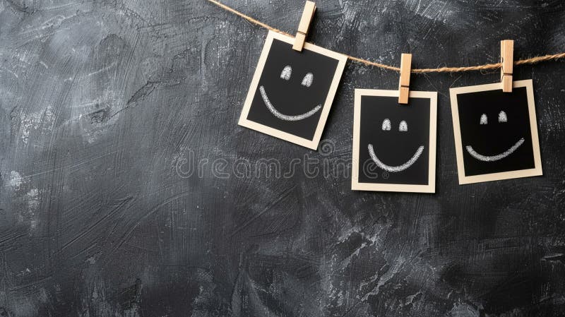 Three Smiling Faces are Hanging on a String. Generative AI Stock ...
