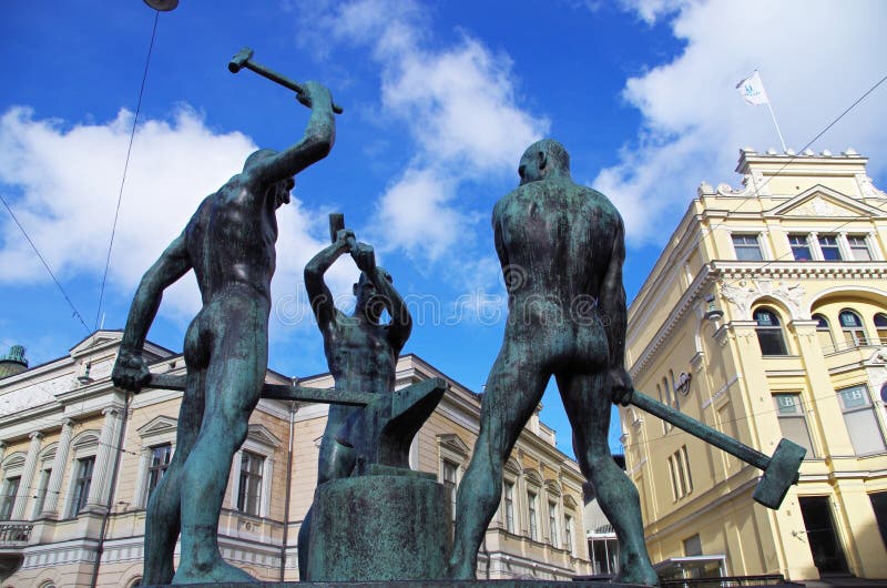 The Three Smiths Statue Helsinki Editorial Stock Photo - Image of ...