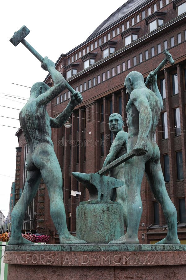 Three Smiths Statue in Helsinki Editorial Stock Image - Image of ...